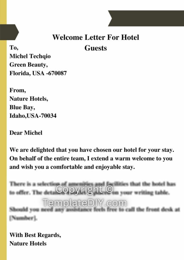 Download Hotel Guest Welcome Letter Template | PDF & Word