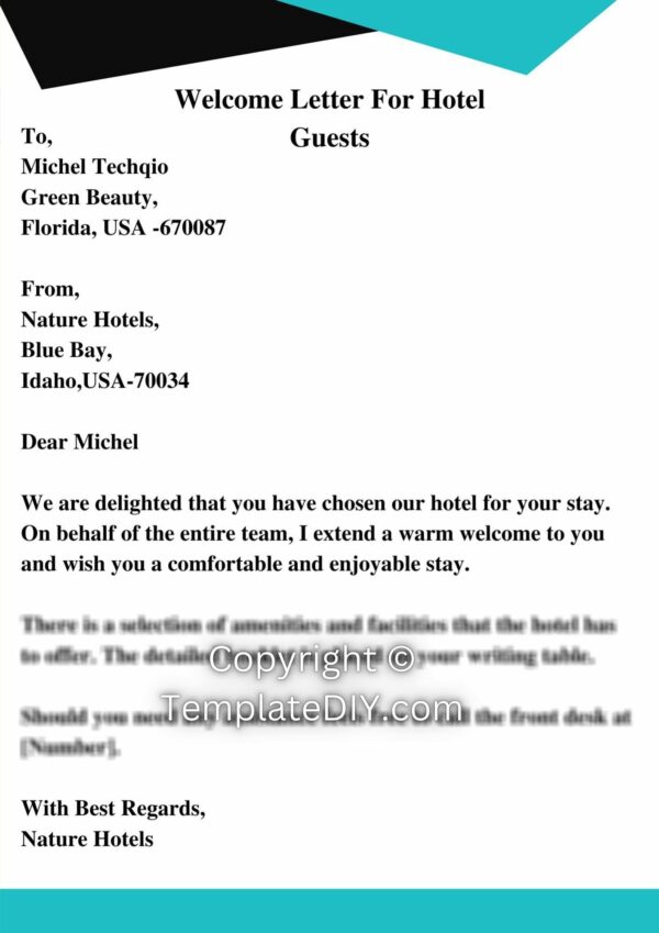 Download Hotel Guest Welcome Letter Template | PDF & Word
