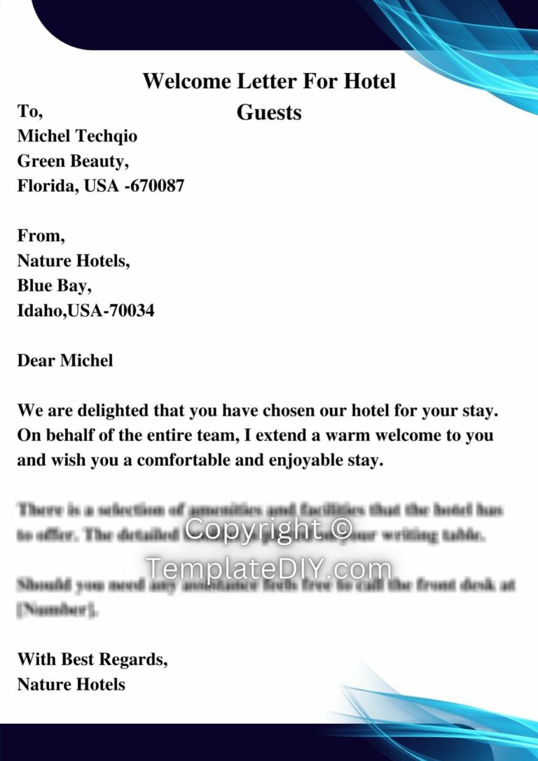 Download Hotel Guest Welcome Letter Template | PDF & Word
