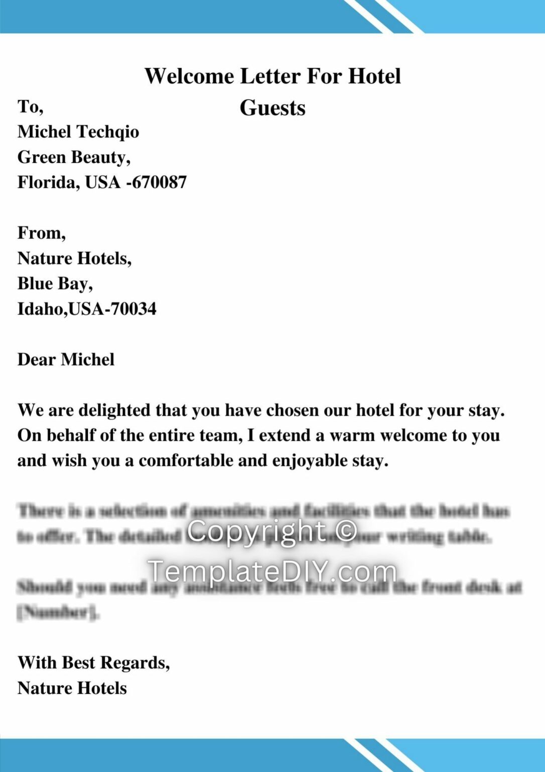 Download Hotel Guest Welcome Letter Template | PDF & Word