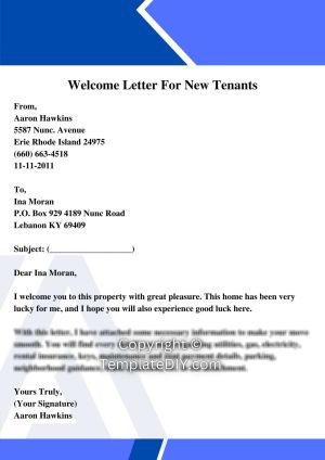 Welcome Letter For New Tenants Sample with Examples [Word]