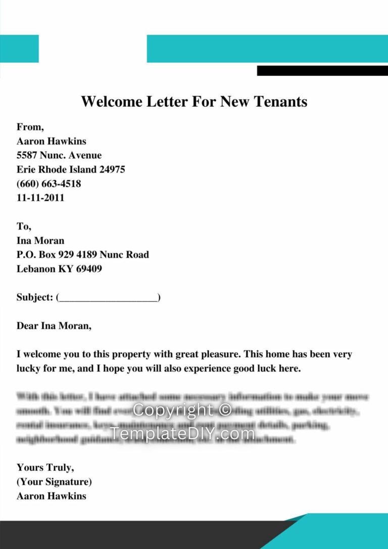 Welcome Letter For New Tenants Sample with Examples [Word]