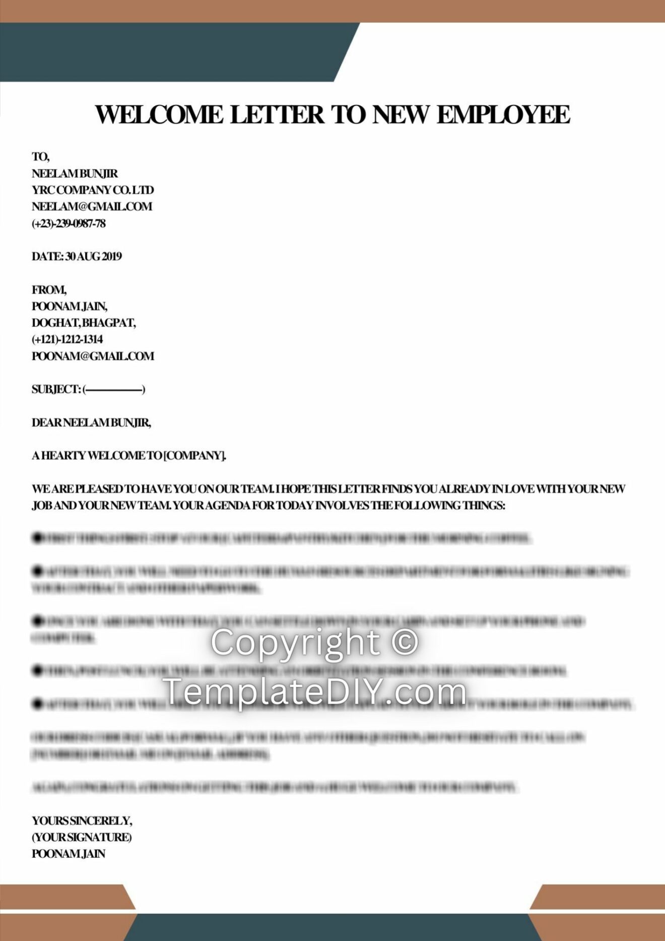 Welcome Letter to New Employee Sample with Examples [Word]