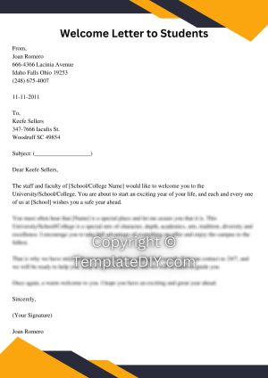 Welcome Letter to Students Sample with Examples [Word]