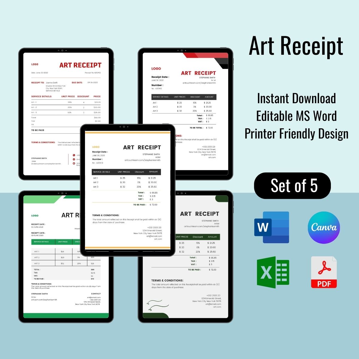 Art Receipt Template Blank Printable in Pdf, Excel, Word