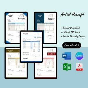 Artist Receipt Template Blank Printable PDF, Excel, Word