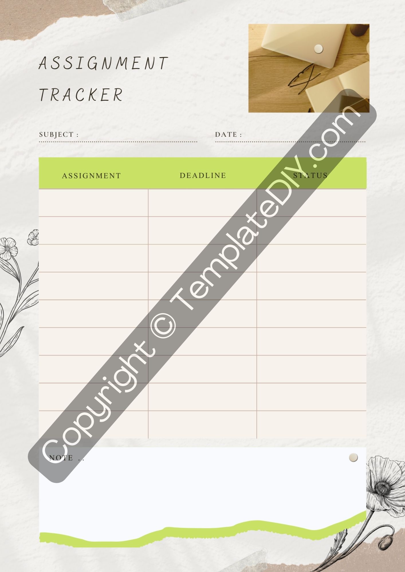 Assignment Tracker Template Printable Pdf Word Excel