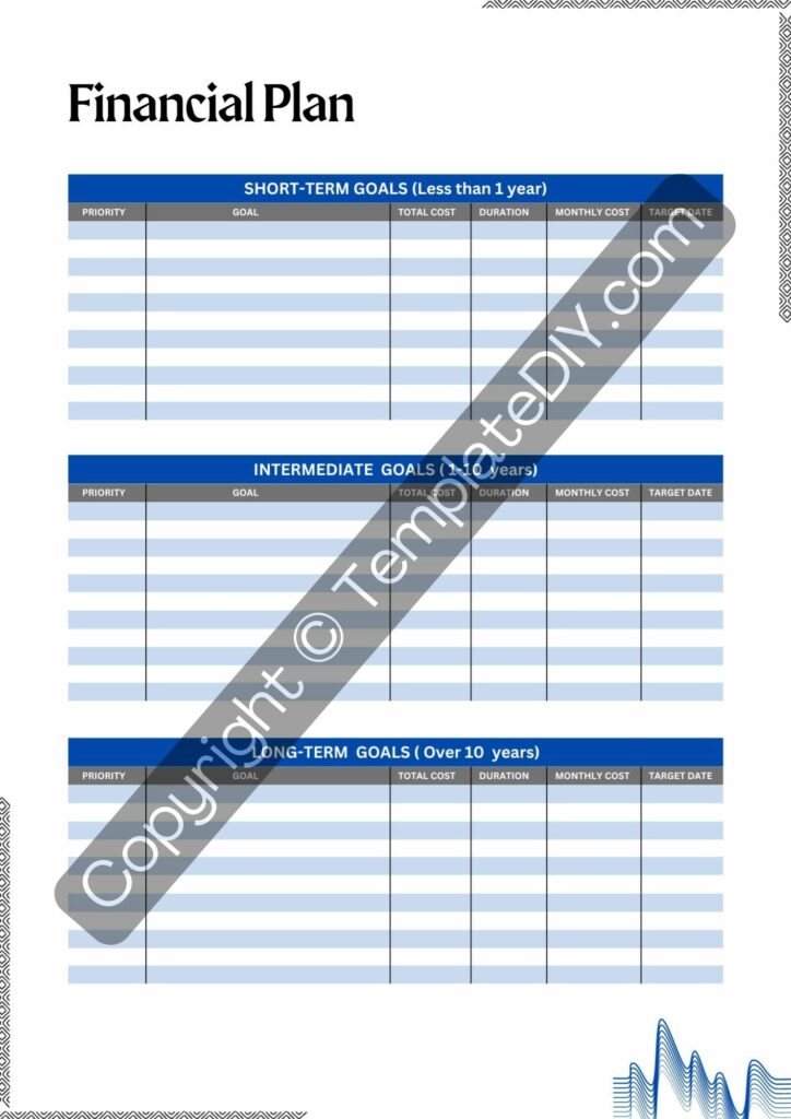 Financial Plan Template Blank Printable [PDF, Word]