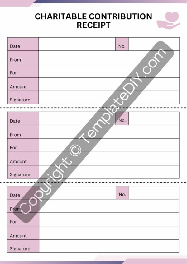 Charitable Contributions Receipt Template PDF, Excel, Word