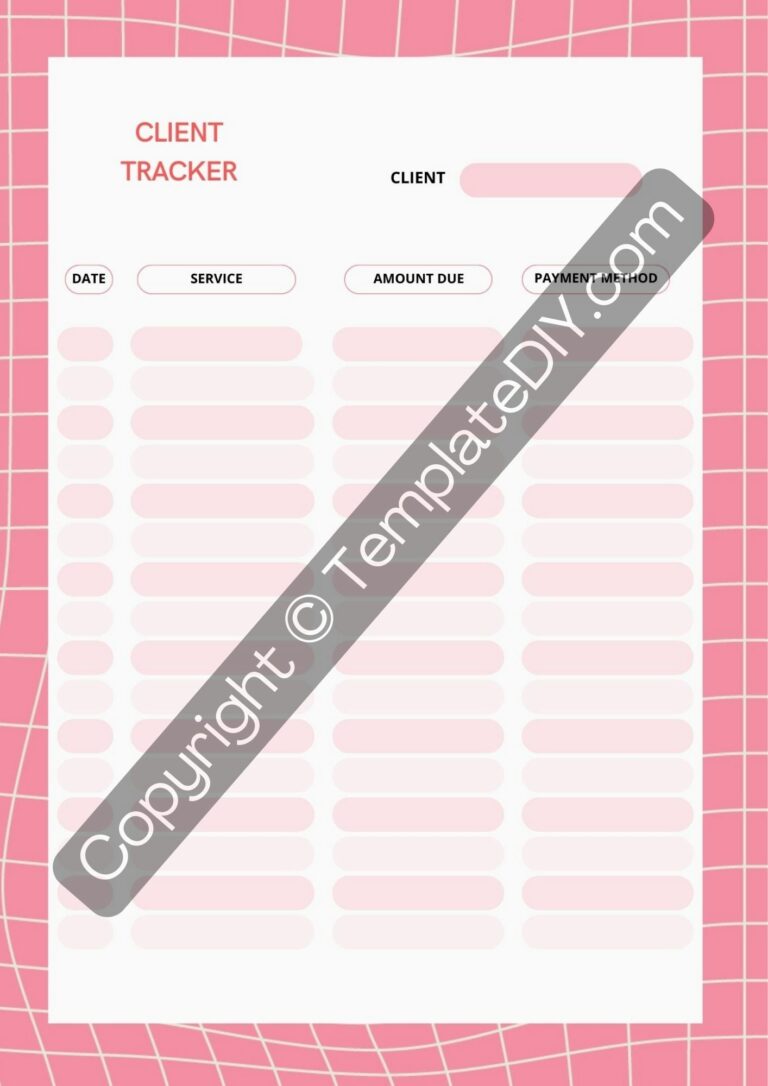 Client Tracker Template Blank Printable PDF, Word, Excel