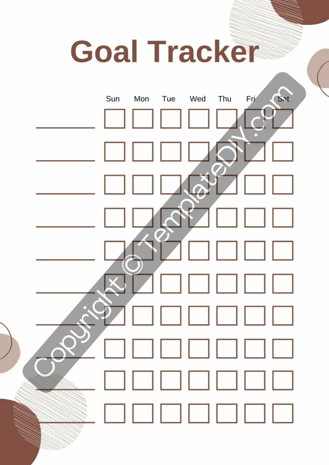 Goal Tracker Template Blank Printable PDF, Word, Excel