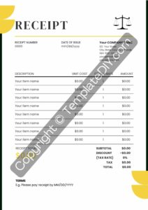 Law Firm Receipt Template Printable Blank PDF, Word, Excel