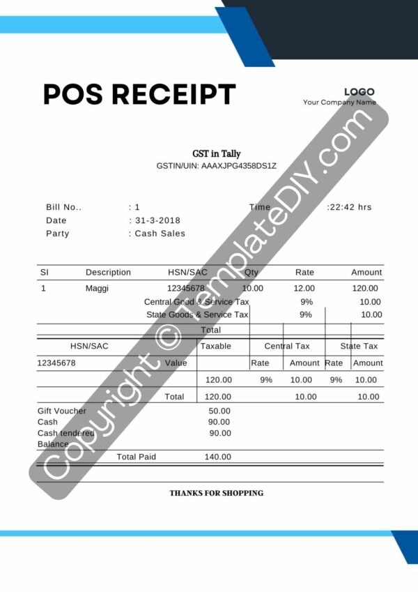 POS Receipt Template Blank Printable In PDF, Excel, Word