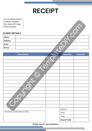 Reimbursement Receipt Template Printable PDF, Excel, Word
