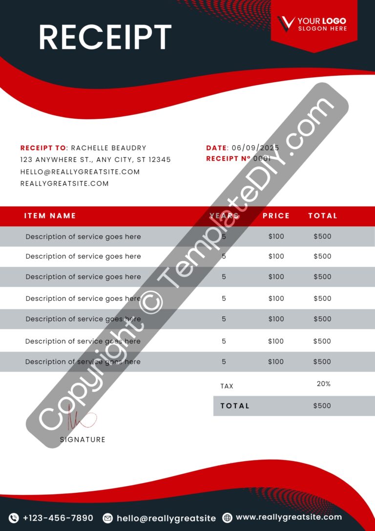 Warehouse Receipt Template Blank Printable [Pdf Excel Word]