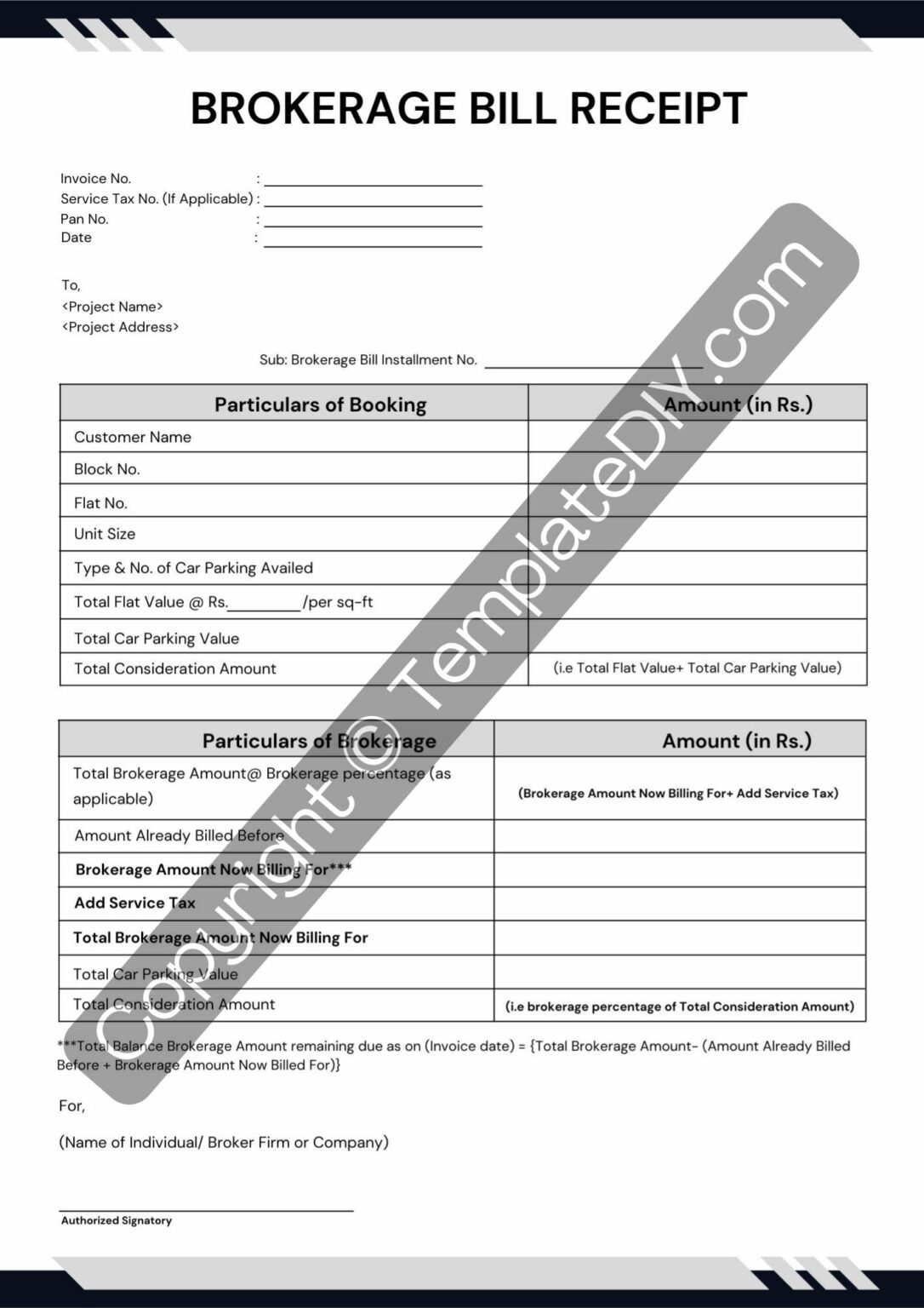 Brokerage Receipt Template – Download PDF, Excel, and Word