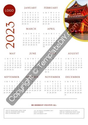 Buddhist 2025 Calendar Template | Festivals & Holidays