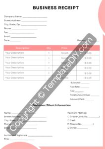 Business Receipt Template Blank Printable Pdf, Excel, Word