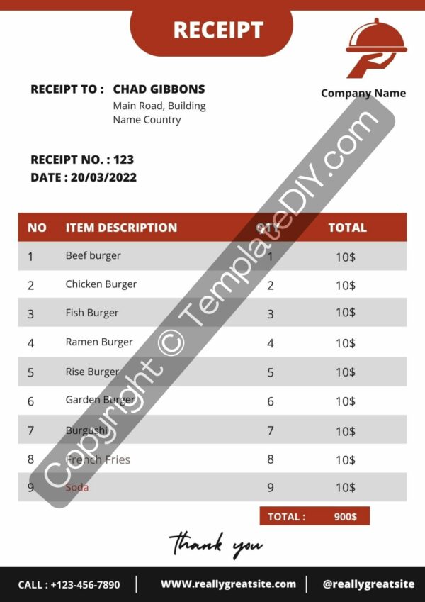 Catering Receipt Template Blank Printable PDF, Excel, Word