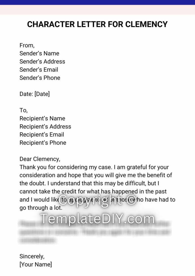 Character Letter for Clemency Template | PDF & Word