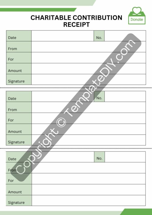 Charitable Contributions Receipt Template PDF, Excel, Word