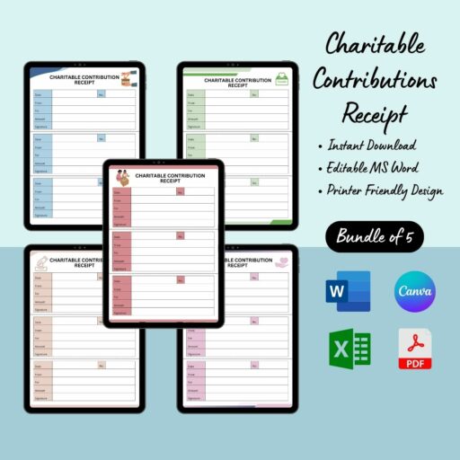 Charitable Contributions Receipt Template PDF, Excel, Word