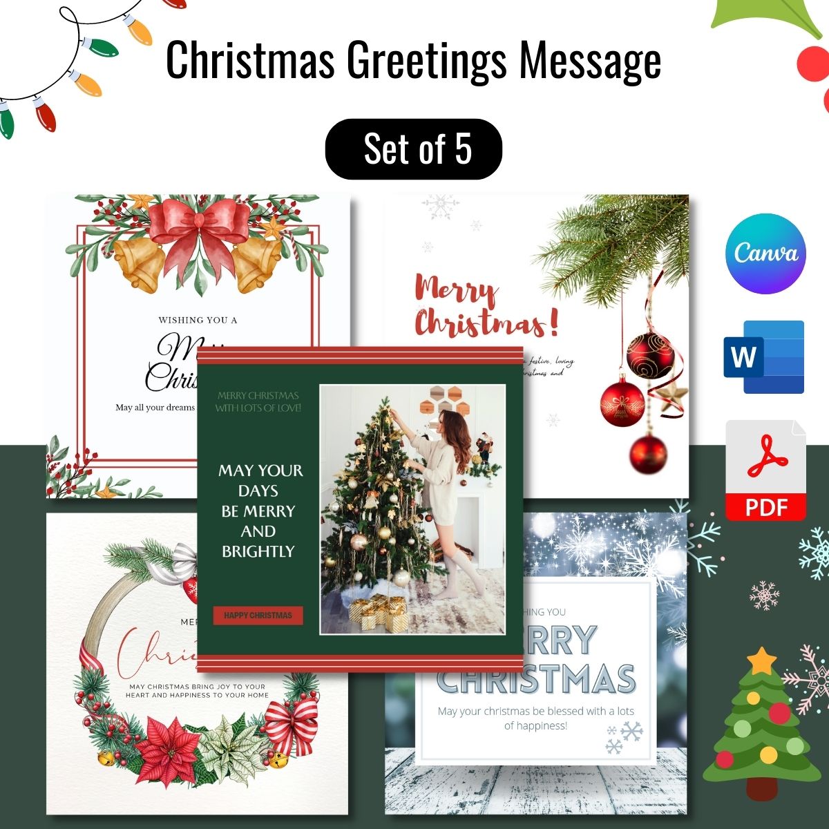 Christmas Greetings Message Printable Template [PDF, Word]