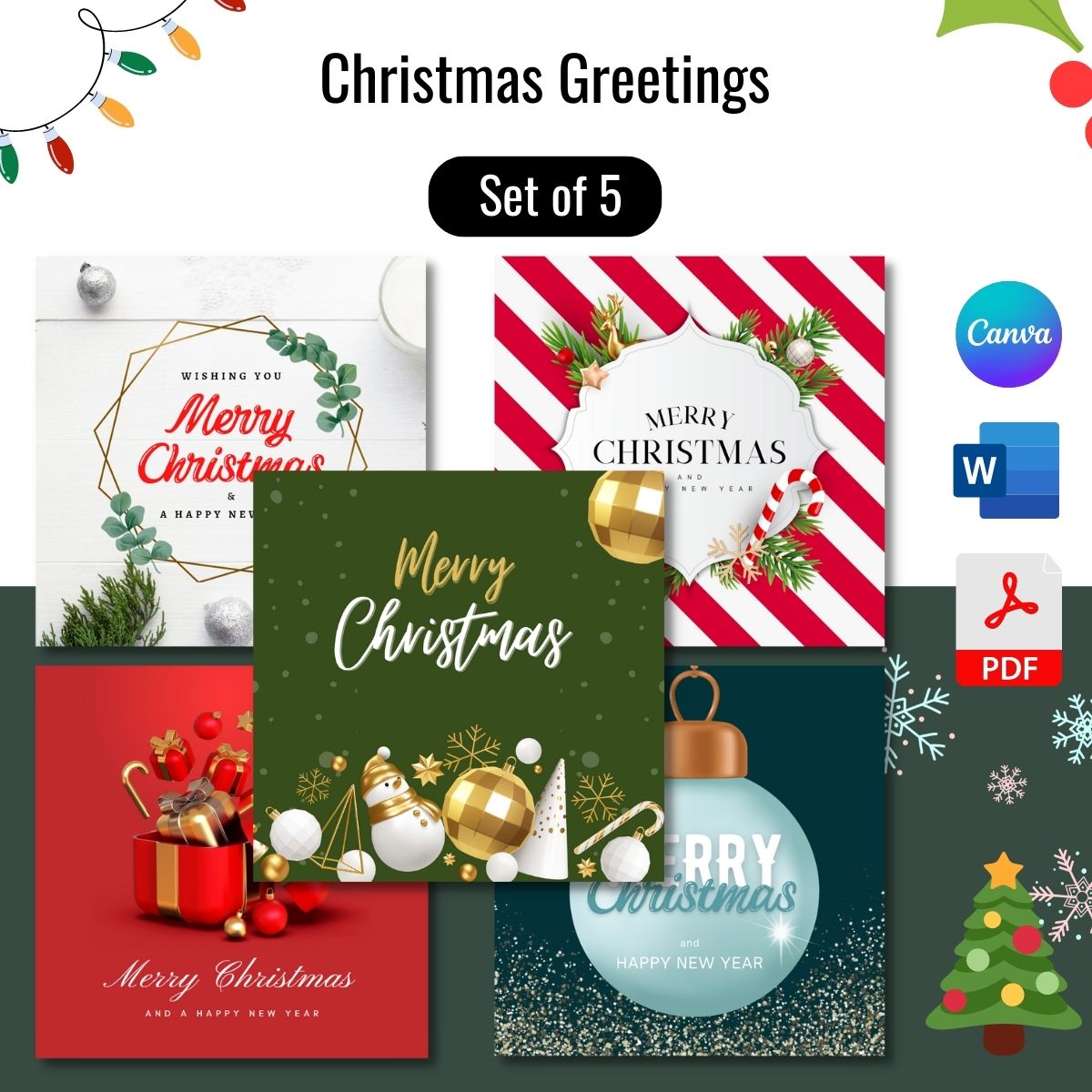 Christmas Greetings Printable Templates [PDF, Word]