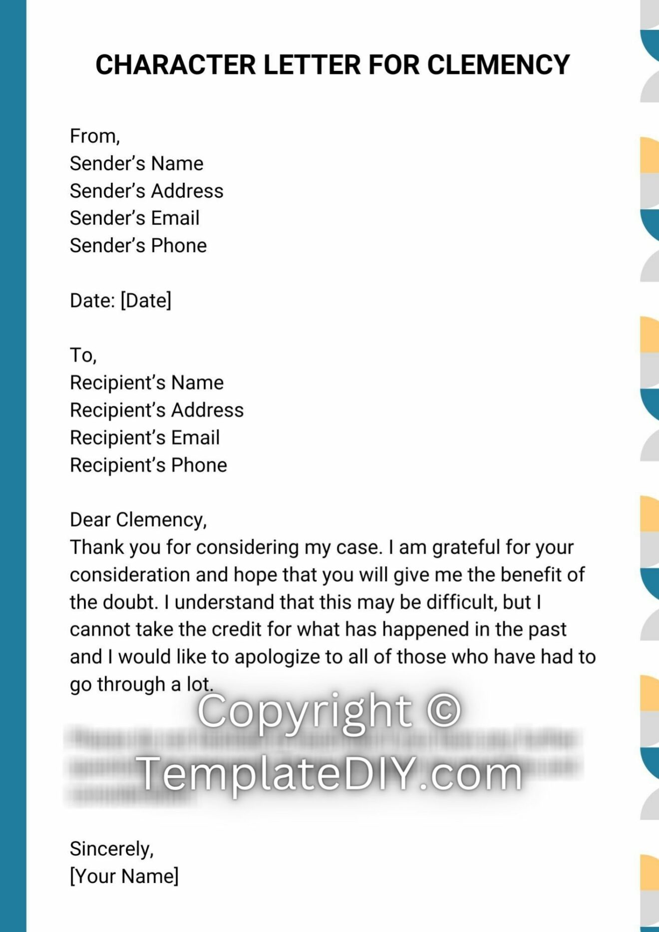 Character Letter for Clemency Template | PDF & Word