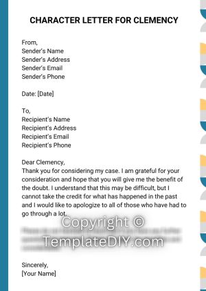 Character Letter for Clemency Template | PDF & Word