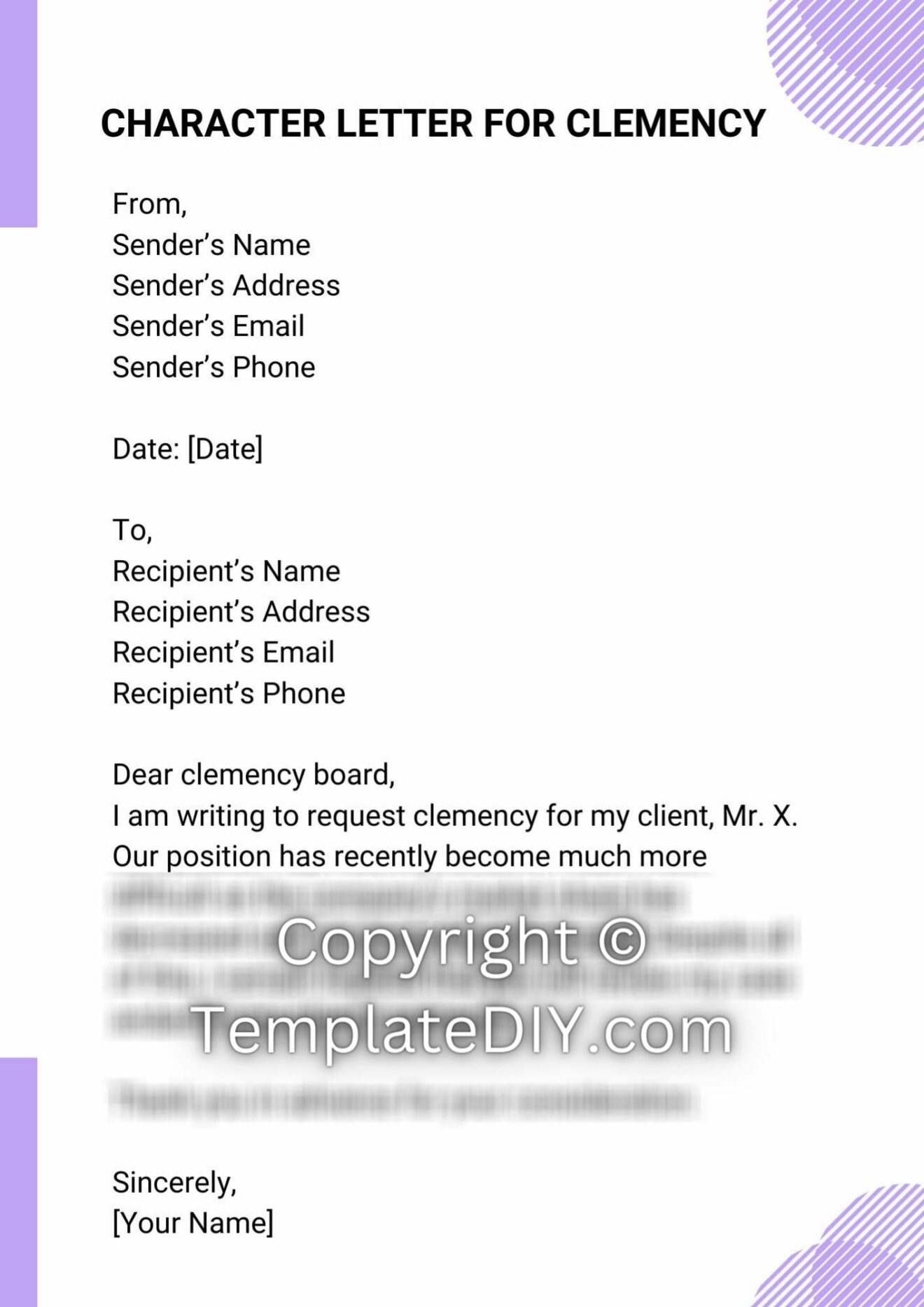 Character Letter for Clemency Template | PDF & Word