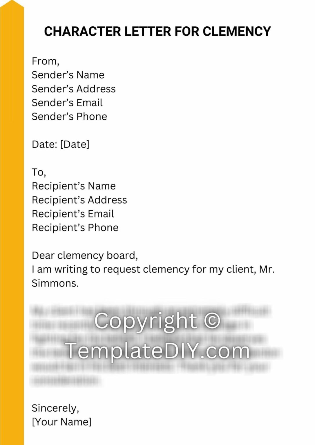 Character Letter for Clemency Template | PDF & Word