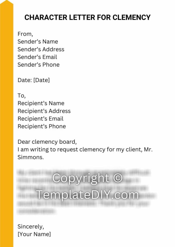 Character Letter for Clemency Template | PDF & Word