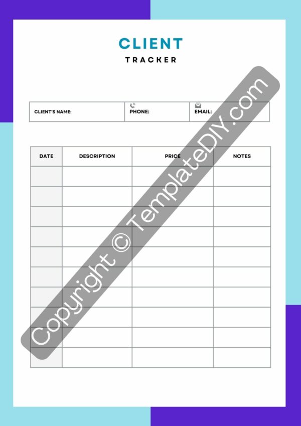 Client Tracker Template Blank Printable PDF, Word, Excel