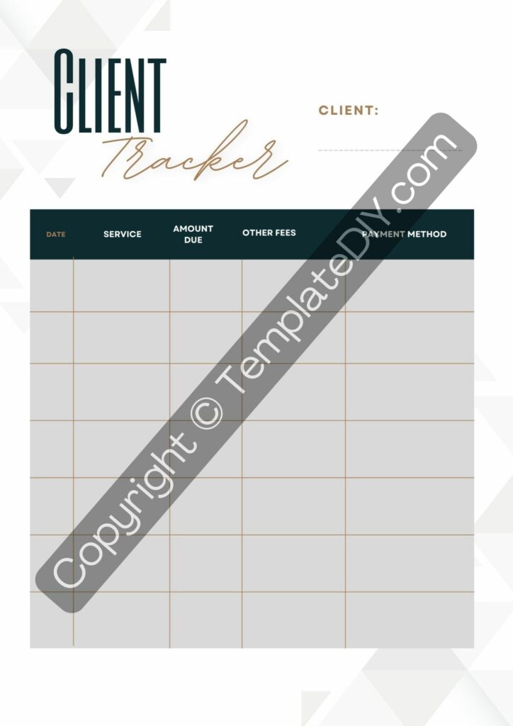 Client Tracker Template Blank Printable PDF, Word, Excel