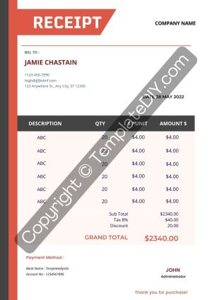 Clothing Receipt Template Blank Printable PDF, Excel, Word