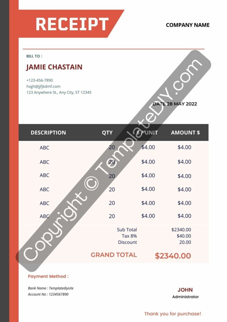 Clothing Receipt Template Blank Printable PDF, Excel, Word