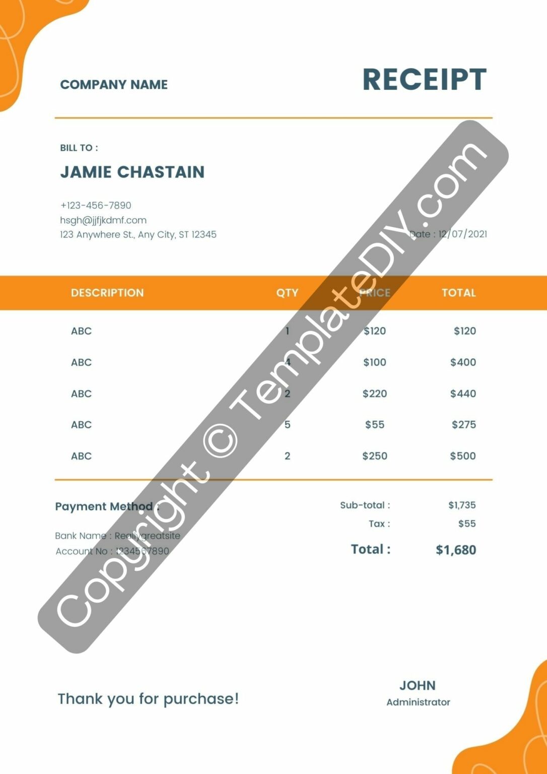 Clothing Receipt Template Blank Printable PDF, Excel, Word