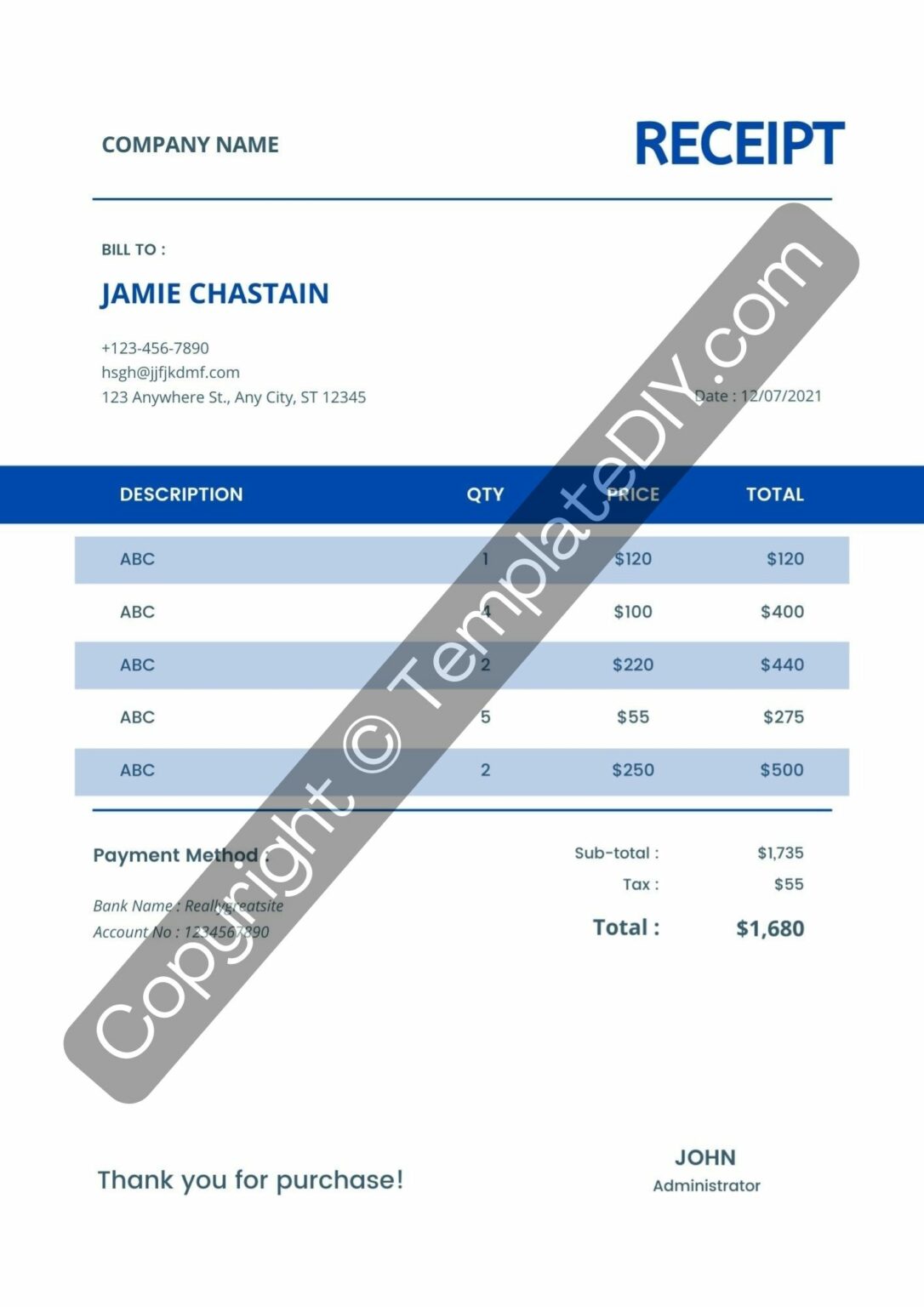Clothing Receipt Template Blank Printable PDF, Excel, Word