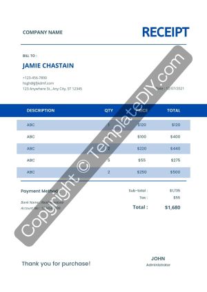 Clothing Receipt Template Blank Printable PDF, Excel, Word
