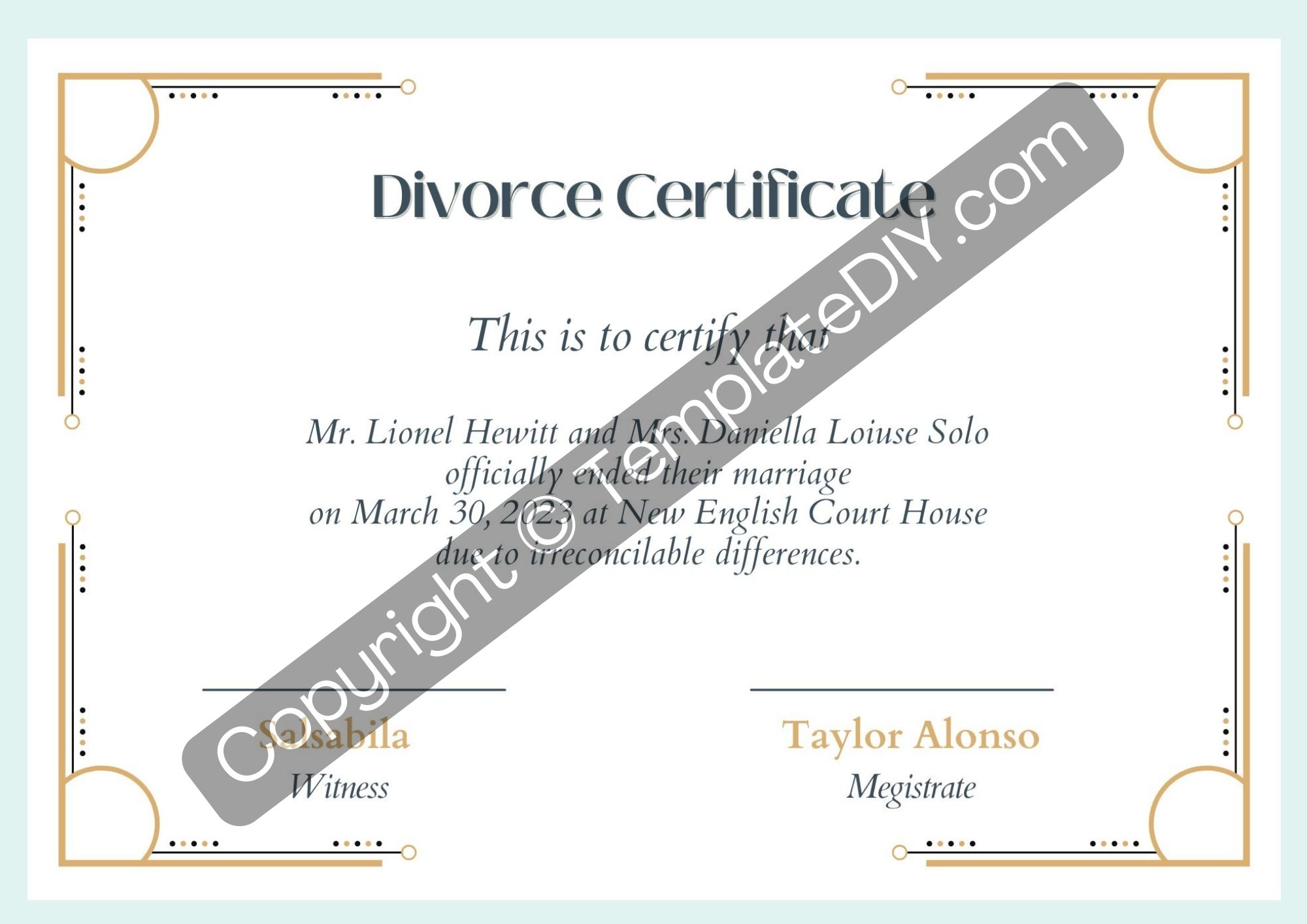 Divorce Certificate