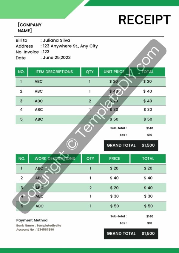 Electrical Receipt Template Printable PDF, Excel, Word