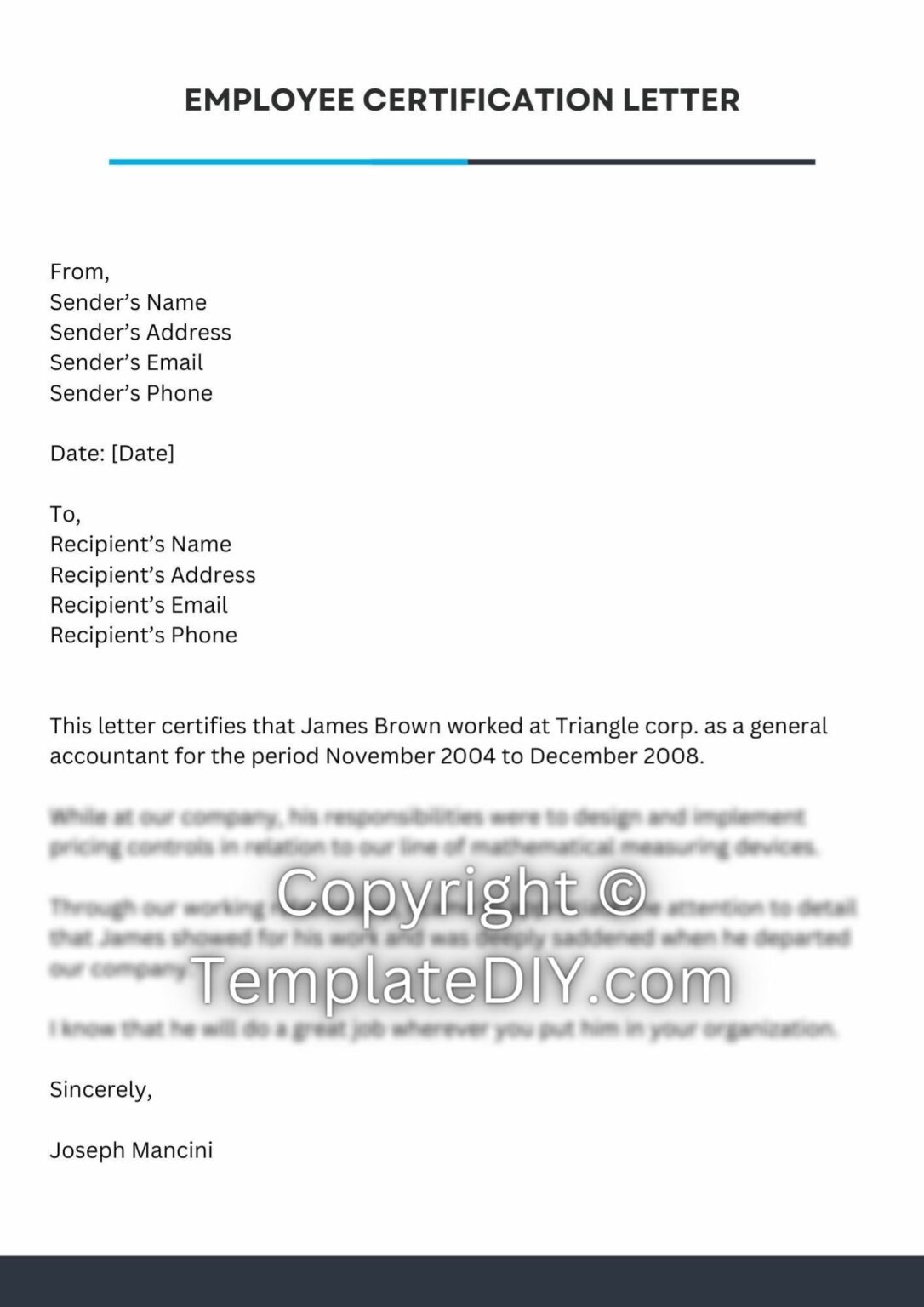 Official Employment Certification Letter Sample & Template