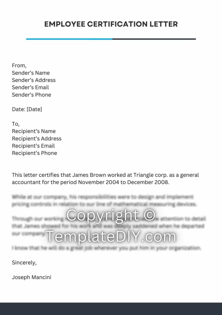 Official Employment Certification Letter Sample & Template