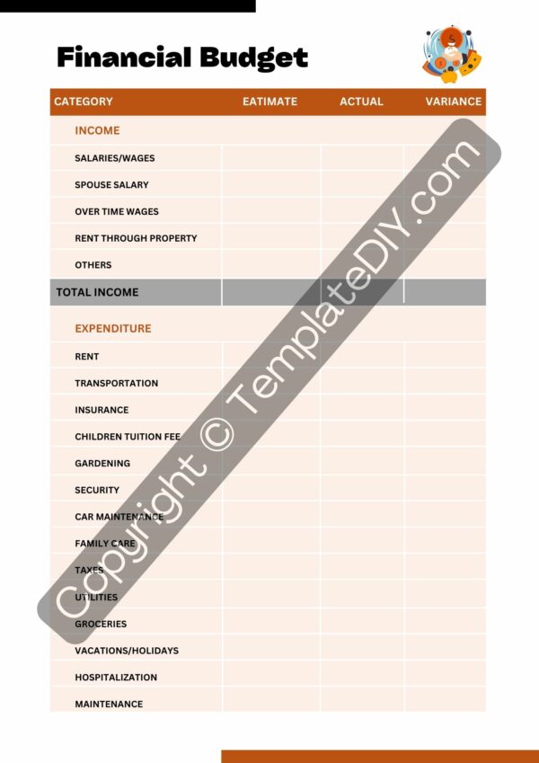 Financial Budget Template Blank Printable [PDF, Word]