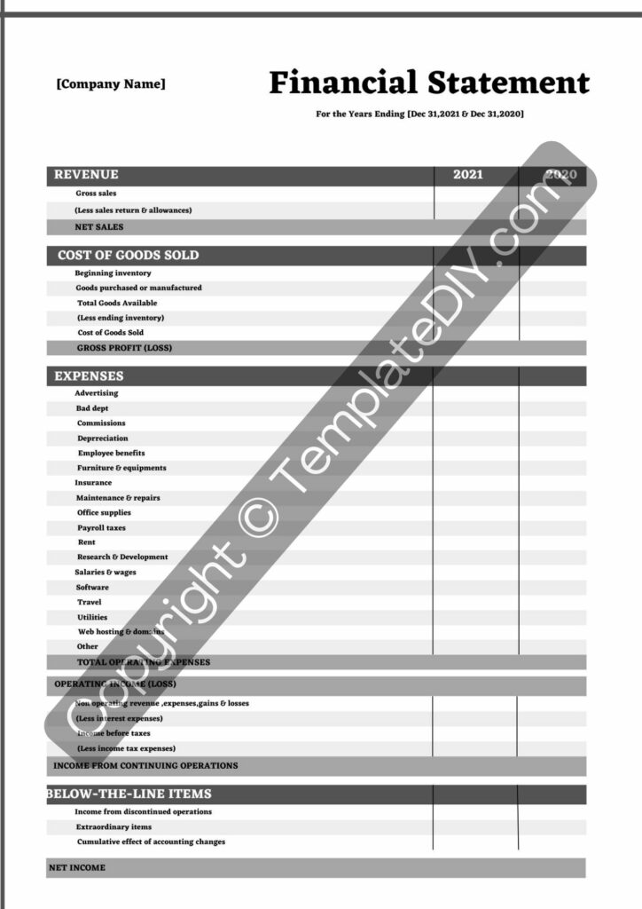 Financial Statement Template Printable Blank [PDF, Word]