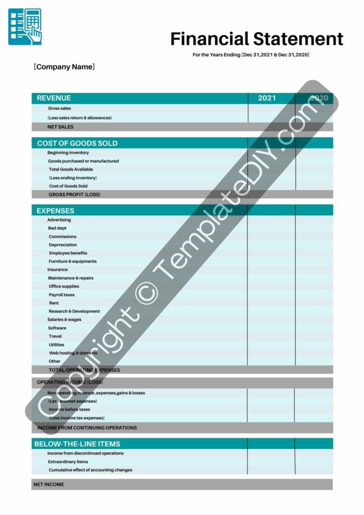 Financial Statement Template Printable Blank [PDF, Word]