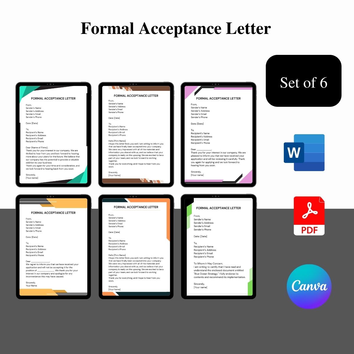 Formal Acceptance Letter Sample Template Examples [Word]
