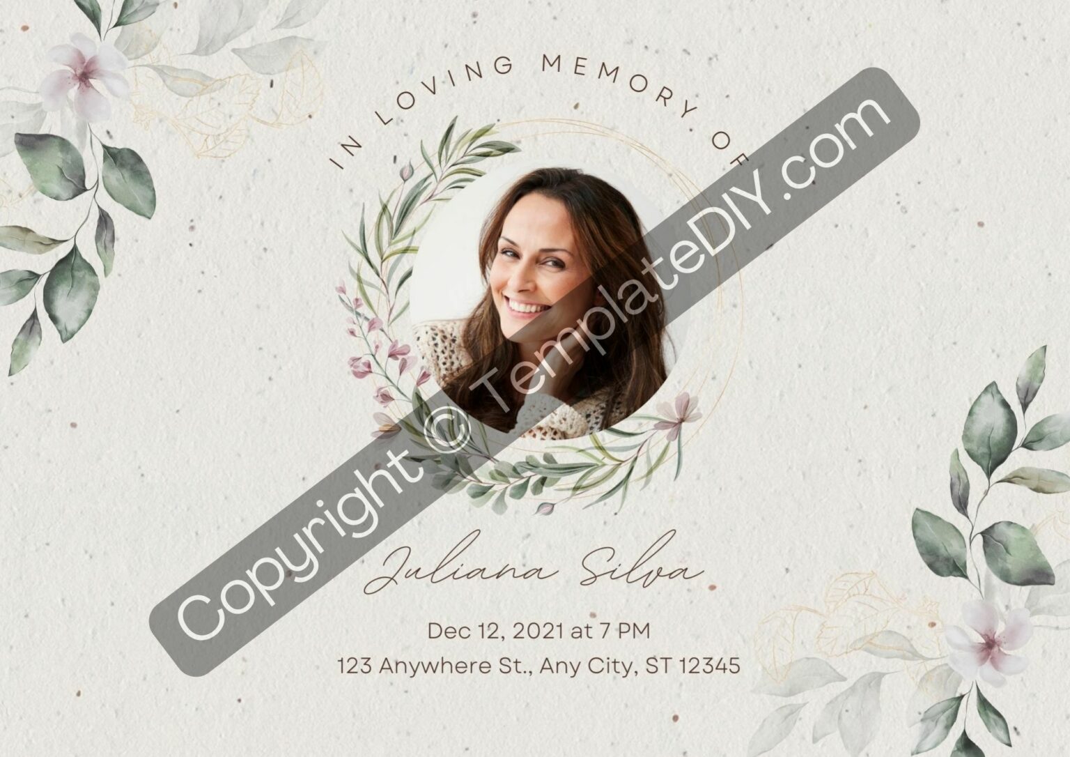 Funeral Invitation Template Printable Blank PDF, Word
