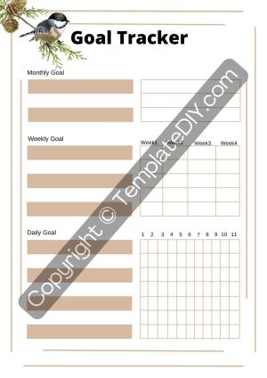 Goal Tracker Template Blank Printable PDF, Word, Excel